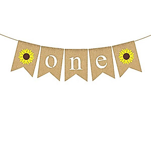 Jute Burlap Sunflower One Banner Boy Girl 1st Birthday Party Highchair Decoration
