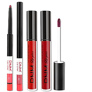 2 Colors Liquid Matte Lipstick and Lipliner Set, Brown Nude Lip Tint 24 Hour Waterproof Velvet Nonstick Cup Lipgloss Lip Stain Pigmented Lip Makeup Gift Sets for Girls and Women Labiales25&27