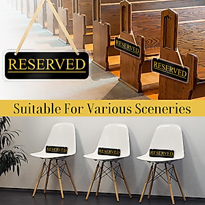 Beeveer 12 Pcs Reserved Chair Signs for Wedding Reserved Seating Signs Acrylic Reserved Hanging Sign with Ribbon Reserved Signs for Wedding Parties Events Church Pews Chair Restaurant(Black)