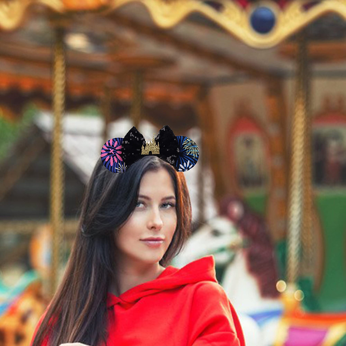 MADO Sparkly Princess Headband with Castle Mouse Ears, Park-Themed Hair Accessory for Girls and Women (PALACE)