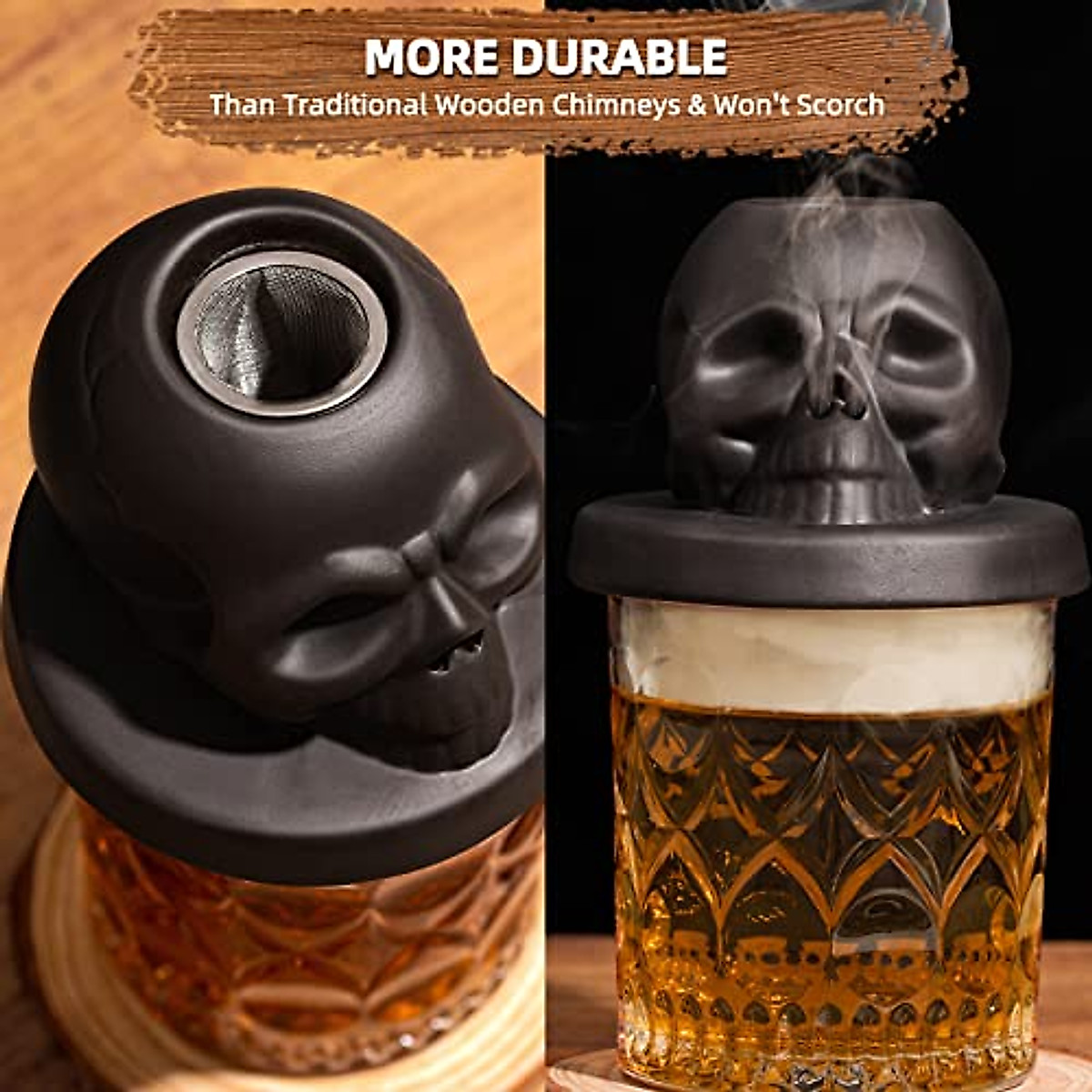 Cocktail Smoker Kit with Torch - 4 Flavors Wood Chips for Whiskey & Bourbon - Whiskey Smoker Kit for Drink - Smoked Infuser Gifts for Whiskey Lovers, Men, Dad, Father, Husband (No Butane)