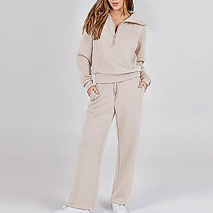 My Recent Orders Placed By Me Sweatshirt and Sweatpants Set Women Women Fashion 2023 Lounge Sets Oversized Sweatshirt Wide Leg Sweatpant Comfort 2 Piece Outfits Sweatsuit Loose Tracksuit H02 Beige