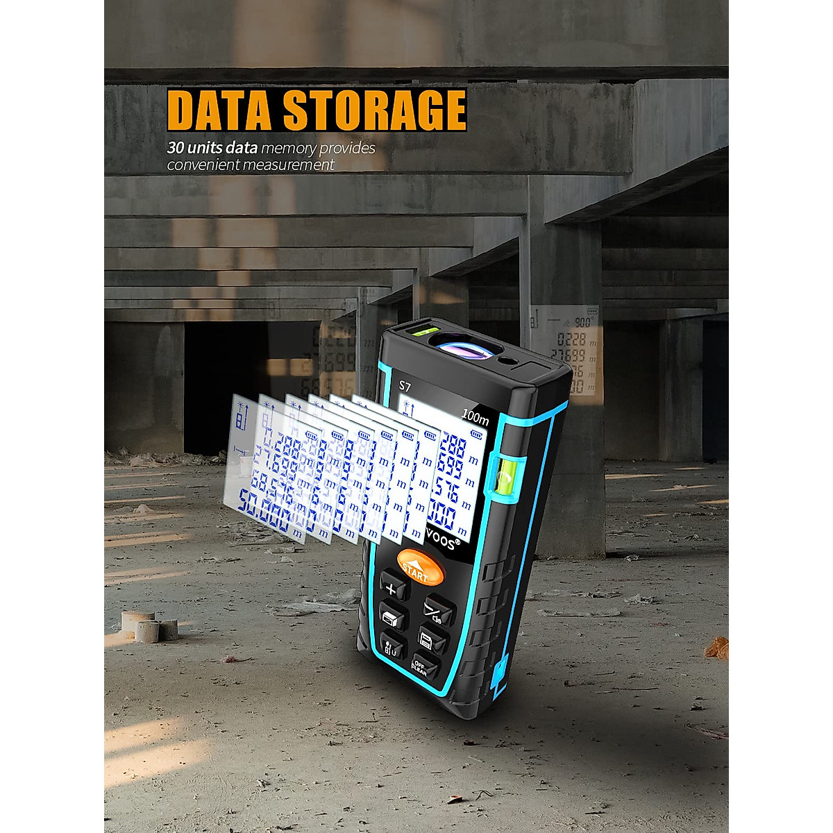 Aicevoos Laser Measure 165ft,Digital Laser Distance Meter, M/in/Ft Unit Switching Backlit LCD 4 Line Display IP54 Shockproof,Measure Distance, Area and Volume | 50M