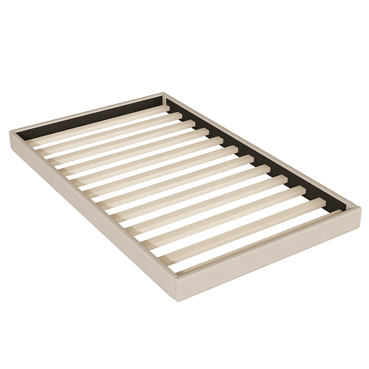 FANYHOME Queen Size Upholstered Platform Bed with Twin Size Trundle and 2 Sets of USB Ports on Each Side, Linen Fabric, Beige