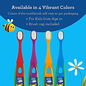 GuruNanda Butter on Gums Toddler Toothbrush with Sand Timer, Extra Soft Bristles for Kids Age 2+, Toothbrush with Tongue Cleaner & Brush Cap (2 Pack)