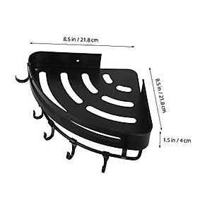 HOOTNEE 1 Set Bathroom Storage Rack Storage Shelves Wall Hanging Shelf Decorative Shelving Wall Mounted Storage Mounted Floating Shelf Shampoo Storage Stand Black Stainless Steel