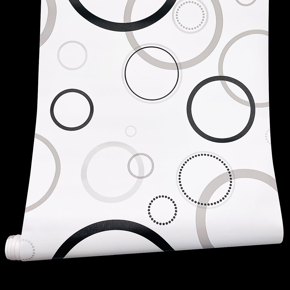 Yifely Black Gray Circles Removable Shelf Drawer Liner Dustproof Furniture Paper 17.7 Inches by 9.8 Feet