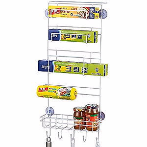 Ritioner Refrigerator Rack, Fridge Side Shelf Multi-Layer Sidewall Holder, Multifunctional Kitchen Supplies Organizer Household Hanging Hook Folding Fridge Storage for Narrow Spaces by Everyday Home