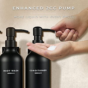 MaisoNovo Shampoo and Conditioner Dispenser - 3 Plastic Amber 3 Wall Mount Black - 3 Plastic Black 3 Wall Mount Black
