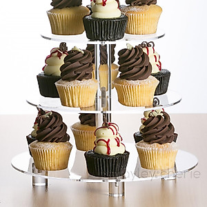 4 Tier Cupcake Stand, Round Acrylic Cupcake Tower, Multi Tiered Cake Stand, Large Clear Holder for Dessert Table Display, Weddings, Graduations, Birthday, Tea Party, Baby Shower, Donut Tree, Pastry
