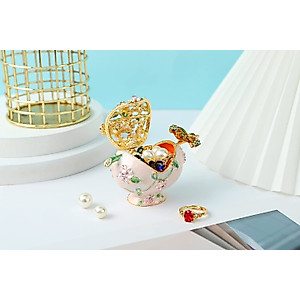 Furuida Hollow Out Bird Trinket Boxes Hinged Hand-Painted Enamel Animals Ornaments Craft Gift for Home Decor