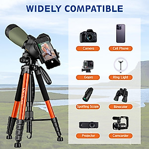 Camera Tripod, 72" Camera Tripod Stand with Remote, Heavy Duty Tripod for Video, Aluminum Tripod Stand with Bag, Complete Tripod Unit for Canon Nikon Sony, Perfect for Phone & Camera Photography