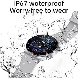 FILIEKEU Women Men Smart Watch Bluetooth Calls Heart Rate Sleep Monitor IP67 Waterproof Sport Fitness Tracker HD Touch Screen Silver Stainless Steel Smart Watches for Android iOS…