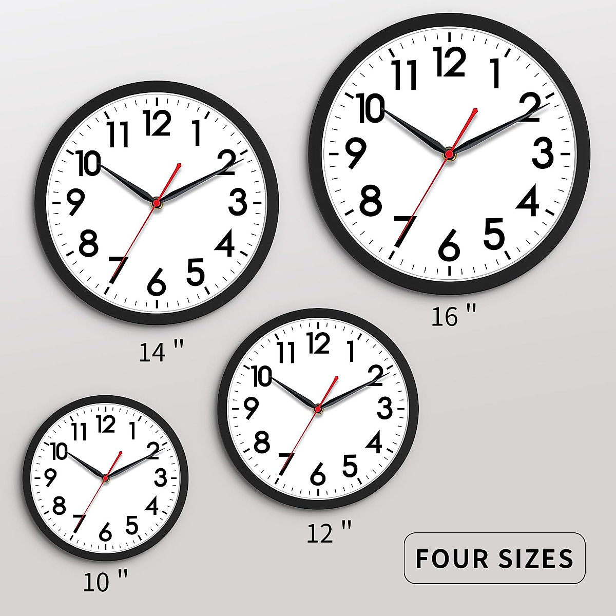 AKCISOT Wall Clock 10 Inch Silent Non-Ticking Modern Wall Clocks Battery Operated - Analog Small Classic Clock for Office, Home, Bathroom, Kitchen, Bedroom, School, Living Room(Black)