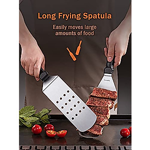 Loomla Griddle Accessories for Blackstone,13 Pc Flat Top Grill Accessories with Scraper, Spatulas, Tongs, 2 Bottles, 4 Egg Rings, Griddle Spatulas Set, Stainless Steel BBQ Accessories for Camping