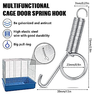 20 Pieces Spring Door Latch for Rabbit Cages Door Metal Finger Spring Latch Hook for Fixing Pet Wire Cage Rabbit Birds Bunny Rodents Guinea Pig Hamster Parrot Hedgehog Cage Door (2.87 x 0.9 Inch)
