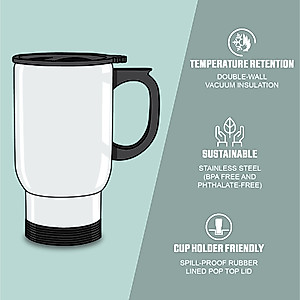 London England Gifts and Souvenirs - Travel Mug with Handle and Lid - London Graduation Unique Drinkware - 14oz Travel Mug Steel - Best United Kingdom Long Distance Gifts & Homesick Student Gifts