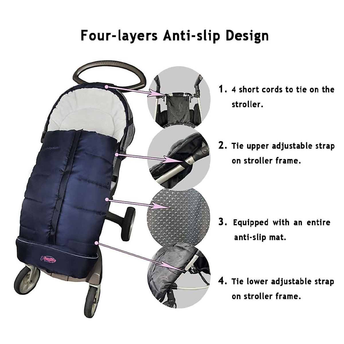 Go 3 Seasons Universal Stroller Footmuff, Warm Winter Stroller Bunting Bag for Toddler, Waterproof Stroller Sleeping Bag, Anti-Slip Height Adjustable,Toddler Stroller Winter Blanket