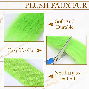 XunYee 8 Pcs Christmas Faux Fur Plush Fur Fabric Precut Strips Fuzzy Fur Ribbon Soft Fake Precut Rolls for Cosplay Costume DIY Craft Gnomes Beard Santa Claus Dwarf Decoration(2 x 60 Inch)