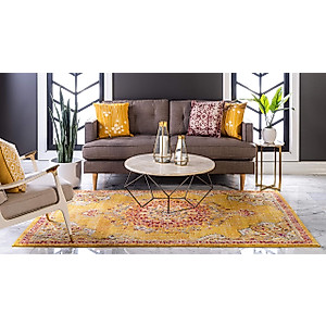 Unique Loom Penrose Collection Area Rug - Alexis (8'x 10' Rectangle, Gold/ Gray)