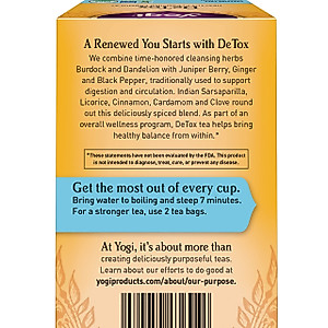 Yogi Tea - DeTox Tea (6 Pack) - Healthy Cleansing Formula with Traditional Ayurvedic Herbs - Supports Digestion and Circulation - Caffeine Free - 96 Organic Herbal Tea Bags