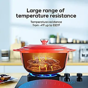 HUABANG Enameled Cast Iron Dutch Oven with Lid,Cast Iron Pot, Diameter Suitable For All Kinds of Cookware and Induction Cooker,Dishwasher,Suitable for Making Food (4.3 Quart, Cerise Round)