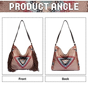 Emprier Women's Vintage Canvas Hobo Handbags Tassel Tote Purses Large Capacity Shoulder Bag Ethnic Travel Handbags
