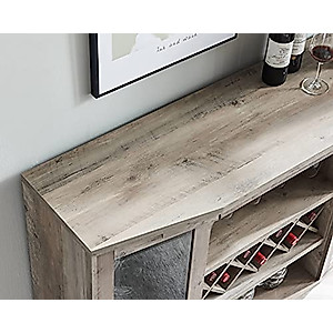 Home Source Jill Zarin Bar Cabinet with Two Curved Glass Doors in Stone Grey Finish