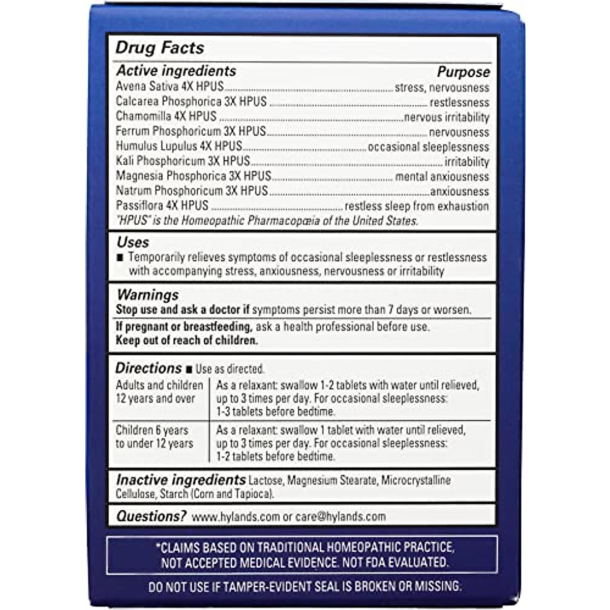 Hyland's Naturals Calms Forte Tablets, Natural Relief of Nervous Tension and Occasional Sleeplessness, 100 Count