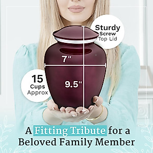 GetUrns Embrace Personalized Football Adult Cremation Urn with Custom Engraving for Human Ashes for Funeral, Burial, Niche or Columbarium – 200 Cubic Inches –Urns for Human Adult Ashes (Cherry Purple)