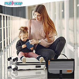 Portable Changing Pad with Shoulder Strap - Detachable Travel Changing Pad - Baby Shower Gifts - Fully Padded & Lightweight - Baby Boy Gifts - Diaper Changing Pad - Changing Mat 27"x22" - Black