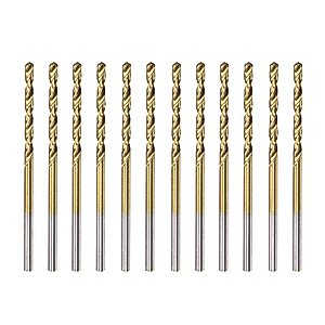 uxcell 2.2mm Drill Bits High Speed Steel Straight Shank 52mm Length Twist Drill Bit Fully Ground Titanium Coated 12 Pcs