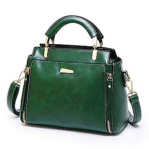 Mn&Sue Vintage SatchelHandbags for Women Shoulder Bag Work Tote Cross Body Messenger Bag (Dark Green)