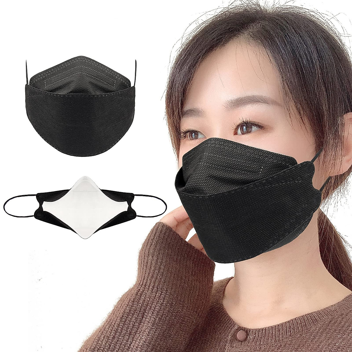 KF94 Mask (30 Pcs ) Black Disposable Face Masks 4-Ply Dust Mask Breathable for Adults Women Men Girls Boys Teen Youth (Black, 30 pack)