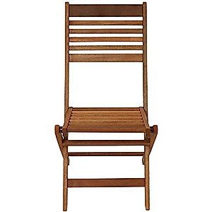 Sunnydaze Meranti Wood Outdoor Folding Patio Chairs - Set of 2 - Outside Wooden Bistro Furniture for Lawn, Deck, Balcony, Garden and Porch - Teak Oil Finish