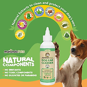 Dog Ear Cleaner Solution with Peppermint. Our Ear Cleaner for Dogs Helps to Remove Wax, Debris & Odor in Pets. Natural Puppy and Dog Ear Wash or Otic Cat Ear Cleaner Drops. No More Dog Head Shaking.