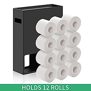 Sikon Toilet Paper Storage Organizer, Toilet Paper Holder Dispenser, 12 Rolls Compatible, Black, THZ-112