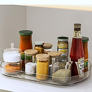 Voova Lazy Susan Turntable Organizer for Refrigerator, 360° Rotating Fridge Organizers and Storage,Rectangle Condiment Organizer Rack for Fridge,Cabinet, Kitchen, Pantry, Countertop, Clear (1 Pack)