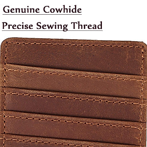 Eurynome Money Clip For Men, Personalized mens Front Pocket Wallet With Money Clip, Genuine Leather Wallets, Gift For Men (Brown 01)