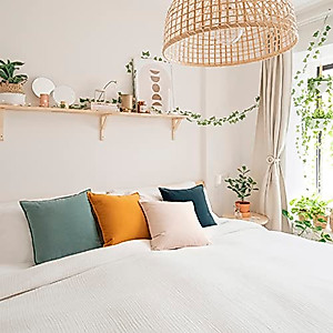 MONDAY MOOSE Decorative Throw Pillow Covers Cushion Cases, Set of 4 Soft Stonewashed Velvet Modern Designs, Mix and Match for Home Decor, Pillow Inserts Not Included (18x18 inch, Green/Orange)