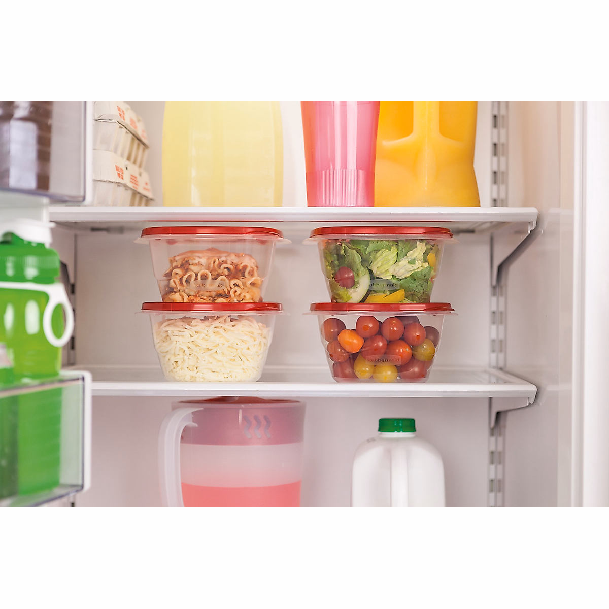 Rubbermaid Red TakeAlongs 5.2-Cup Deep Squares Food Storage Containers, 4-Pack, Chili (4 Pack)