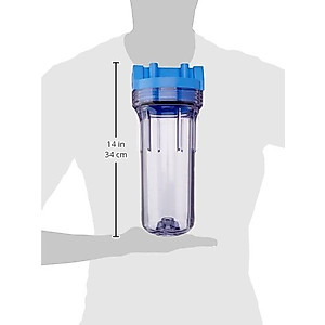 Pentair Pentek 150072 Traditional Standard Filter Housing, 3/4" NPT #10 Clear Water Filter Housing with Mounting Bracket Cap, 10-Inch, Blue/Clear