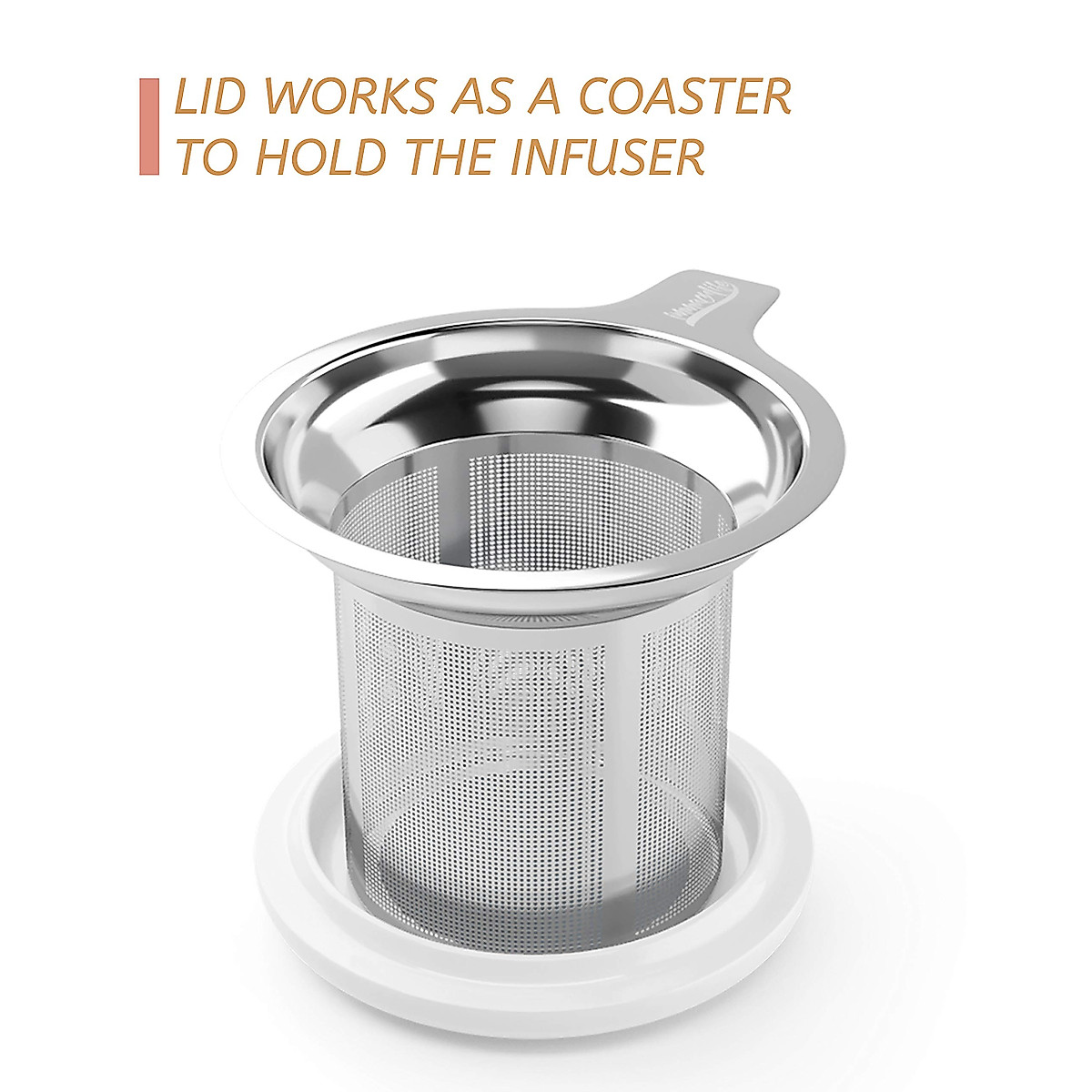 immaculife Tea Cup with Infuser and Lid Tea Mug with Lid - Teaware with Filter 16oz Halloween/Birthday Gift, Platinum Print