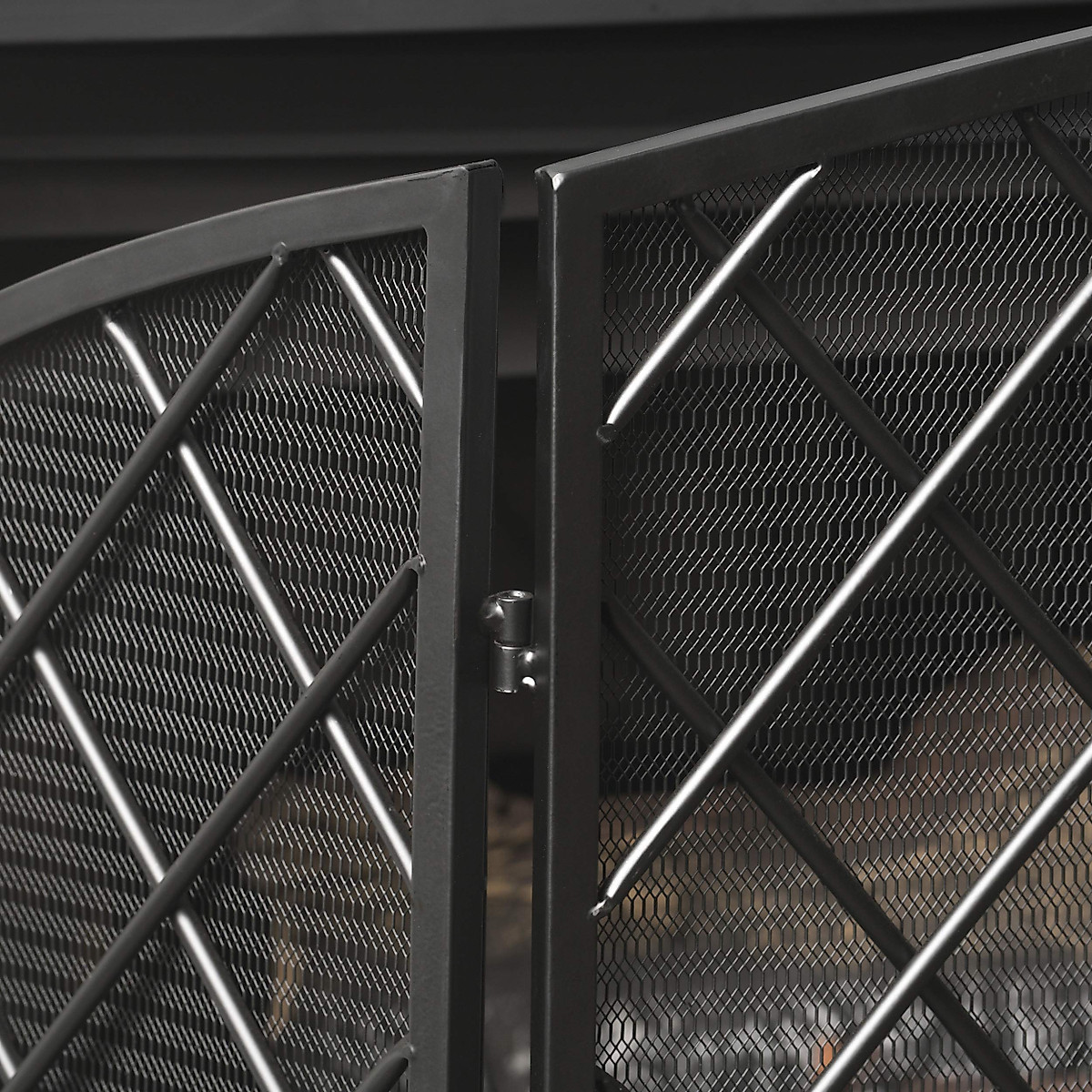 Christopher Knight Home Amiyah 3 Panelled Iron Fireplace Screen, Black