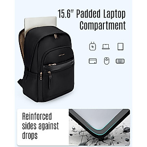 LIGHT FLIGHT Laptop Backpack for Women fits 15.6'' Computer School Backpack with USB Charging Port, for Book Bag Work College Business Travel,Black