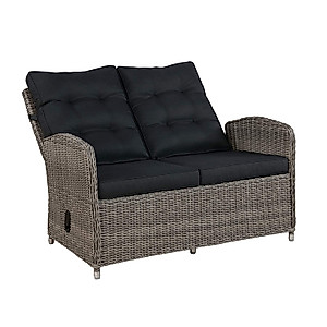 Alaterre Furniture Monaco All-Weather Outdoor Two-Seat Reclining Bench
