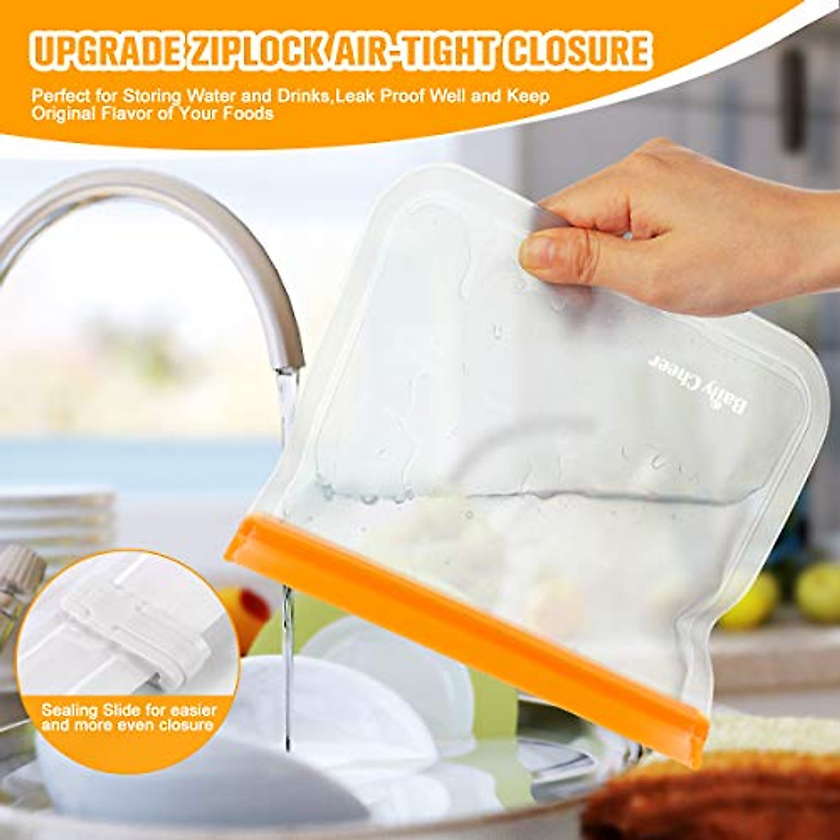 11 Pack Gallon Freezer Bags, Reusable Gallon Storage Bags Zip lock Food Storage Bags for Meat, Sandwich, Fruit, Home Fridge Kitchen Organization and Storage Meal Prep Leakproof Freezer Containers