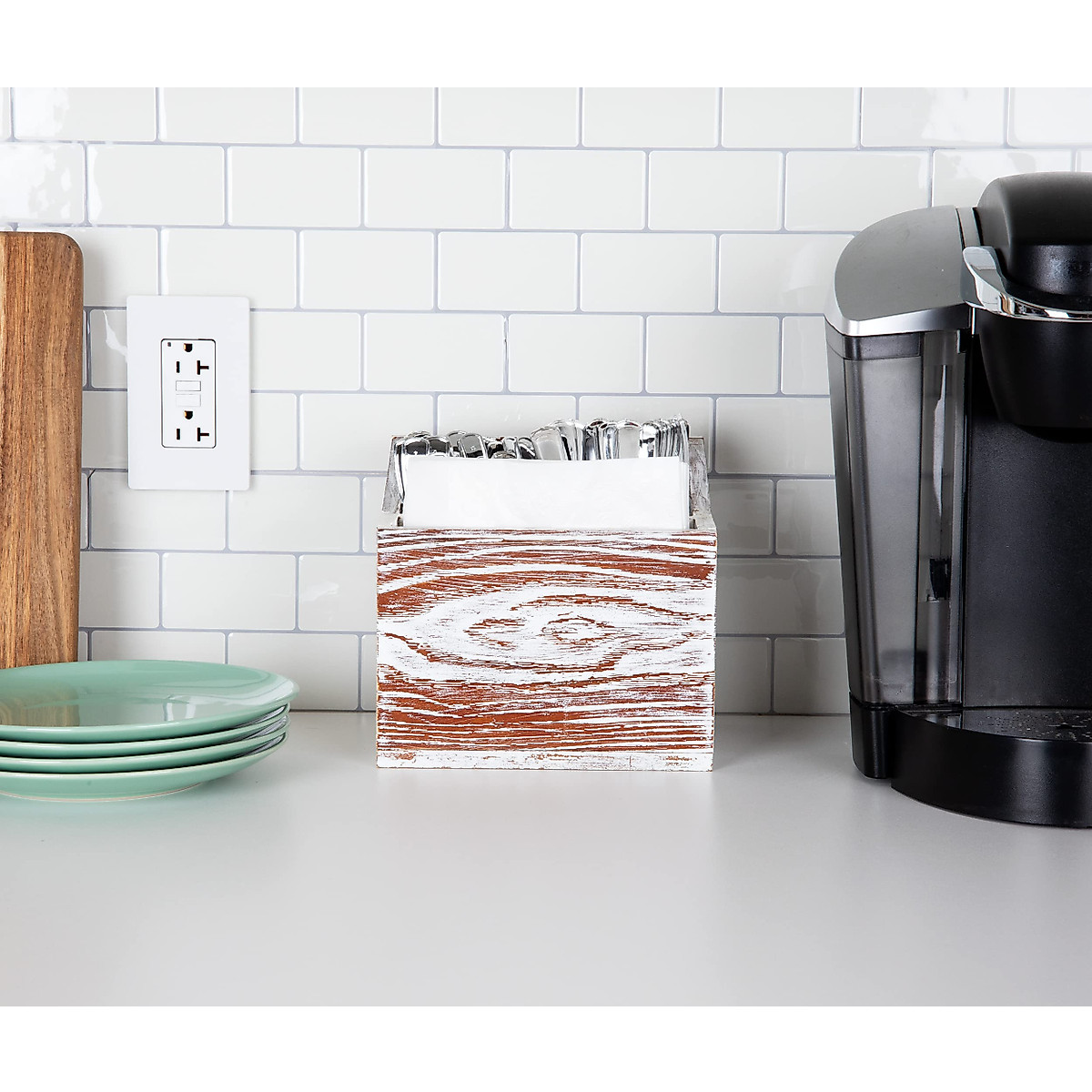 Mind Reader Tabletop, Rustic Style Supply Sorter, Brown Utensil Holder, One Size