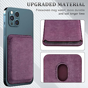 KPNEOL Magnetic Phone Wallet Compatibale with Magsafe Wallet, Finewoven Magnetic Card Holder RFID for Men, Slim Mag Wallet for iPhone 15/14/13/12 Series, Wine Red