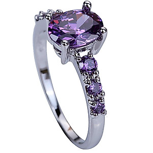 YAZILIND Stunning Wedding Bridal Cubic Zirconia Purple Engagement Ring For Women Size 10